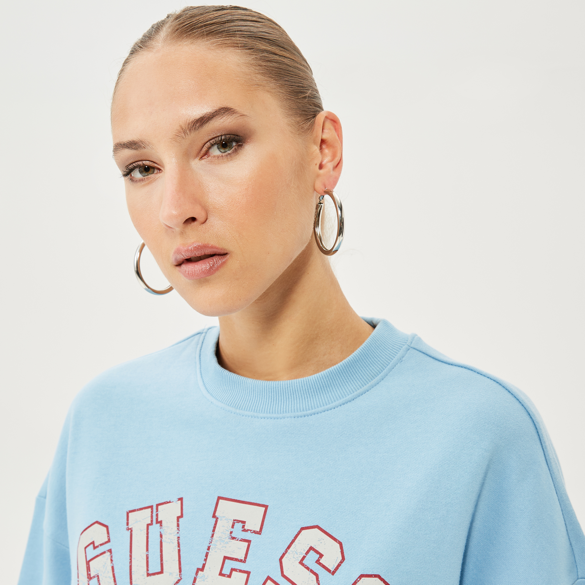 Guess Go Renee Oversized Crew Kadın Mavi SweatshirtMW1BQ14| Occasion