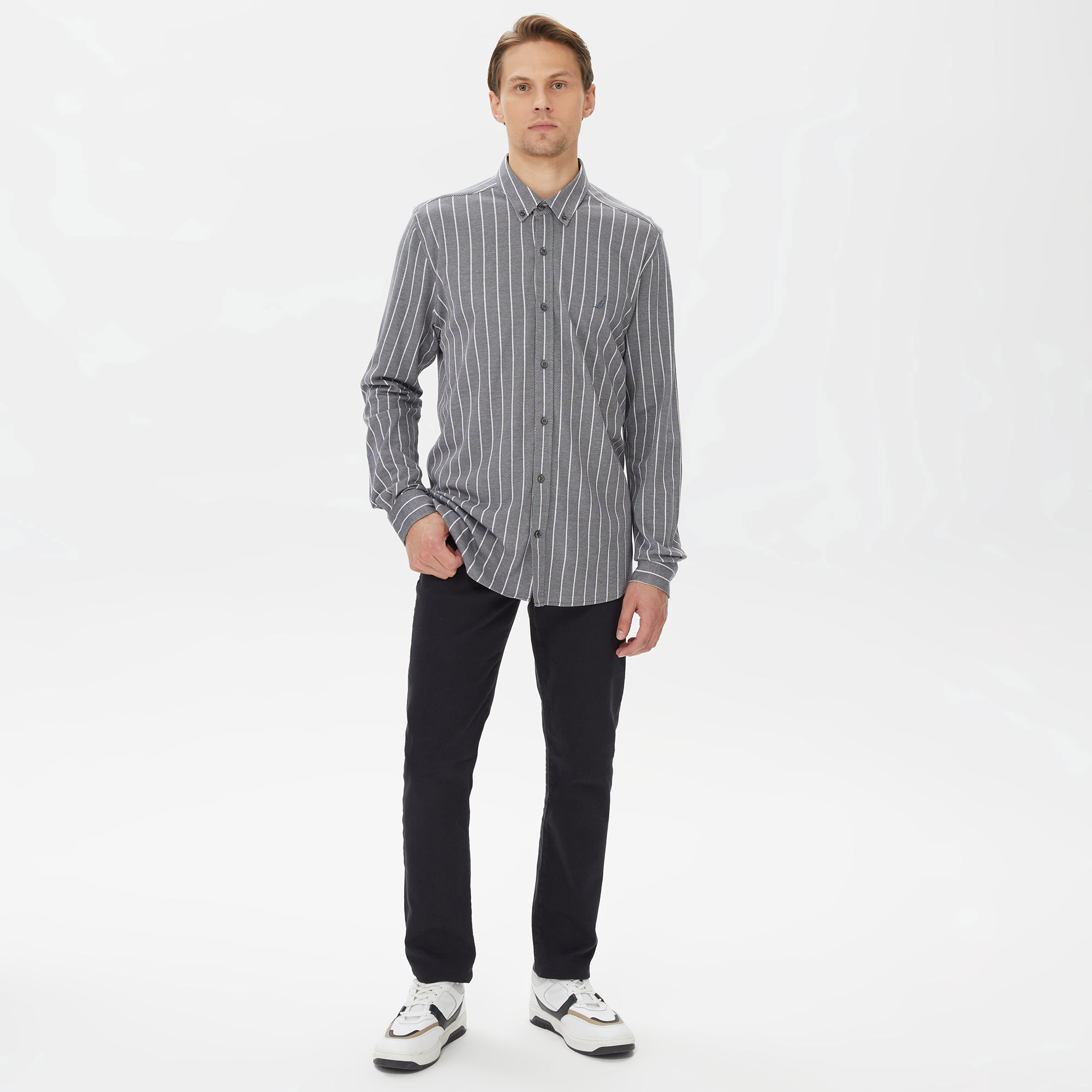 Nautica Erkek Gri Classic Fit Uzun Kollu Çizgili GömlekXSW37704T| Occasion