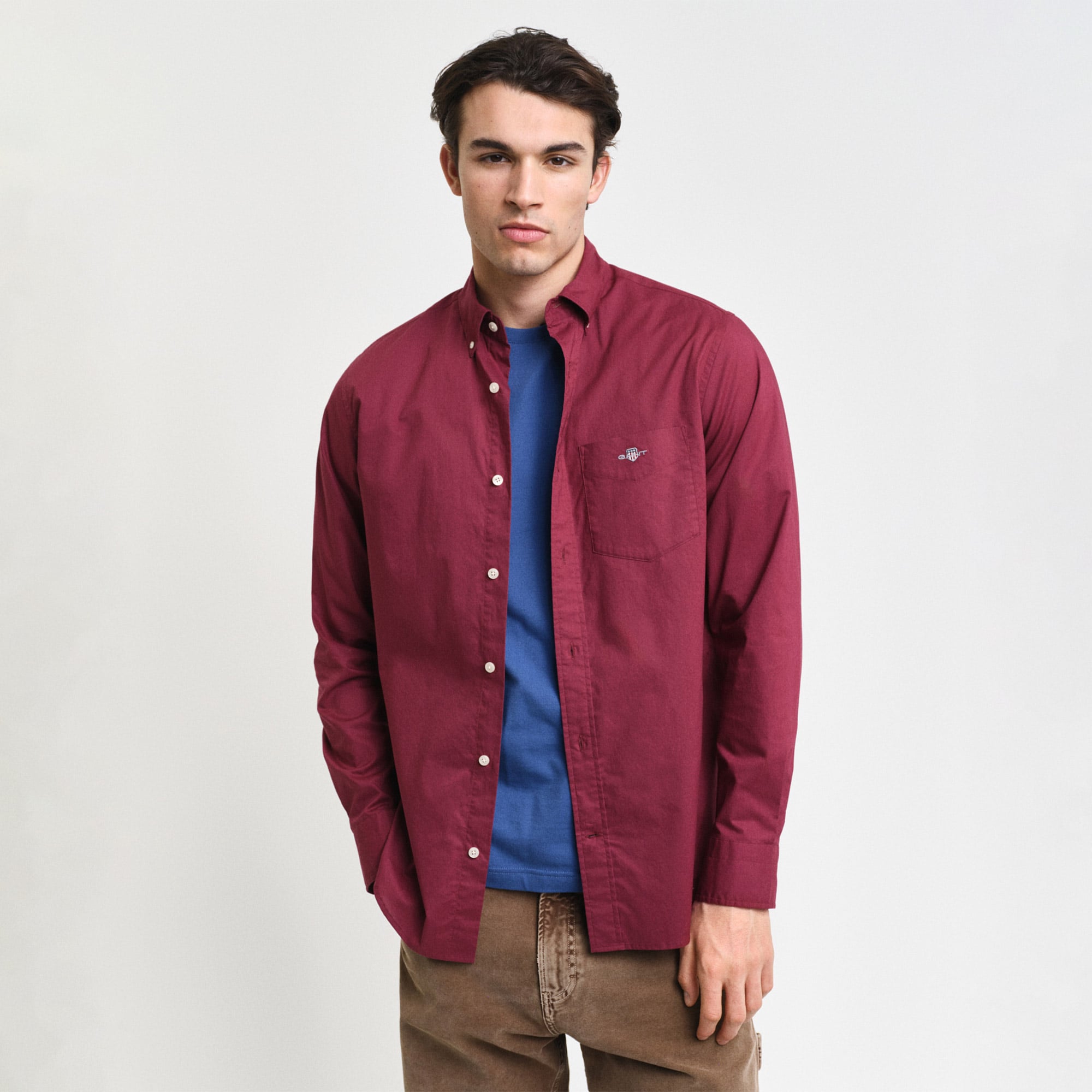 GANT Erkek Bordo Regular Fit Düğmeli Yaka Poplin GömlekXXL3000100| Occasion