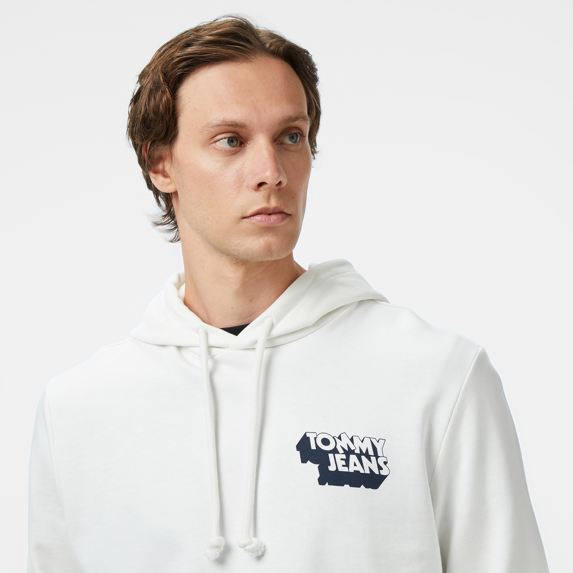 Tommy Jeans Stack Logo Erkek Beyaz SweatshirtLDM0DM21625| Occasion